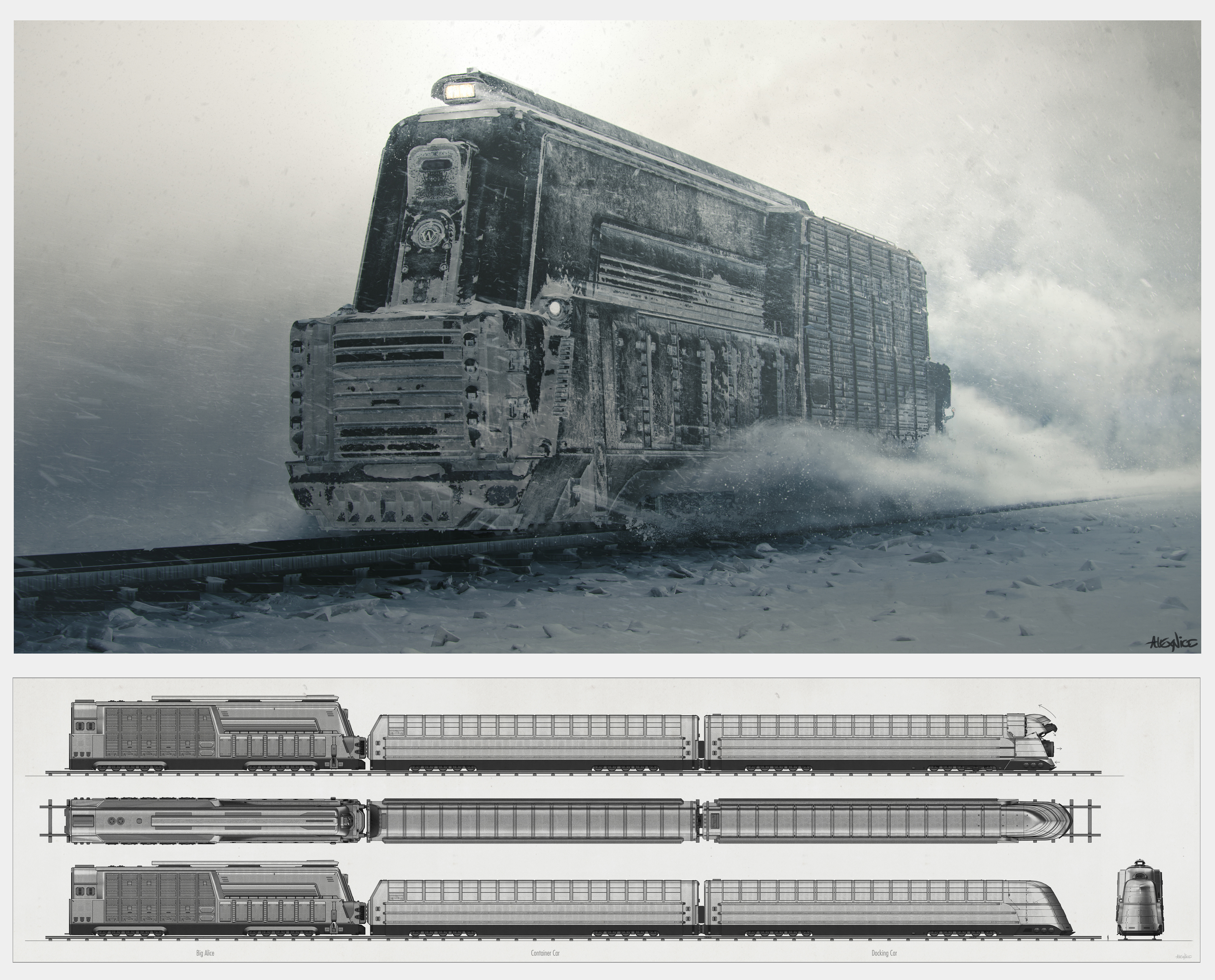 "Big Alice" Train design for Snowpiercer by Alex Nice - Zerply